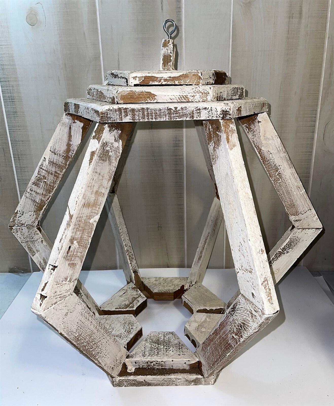 Hand Crafted Hexagon Wood Lantern White - Etsy