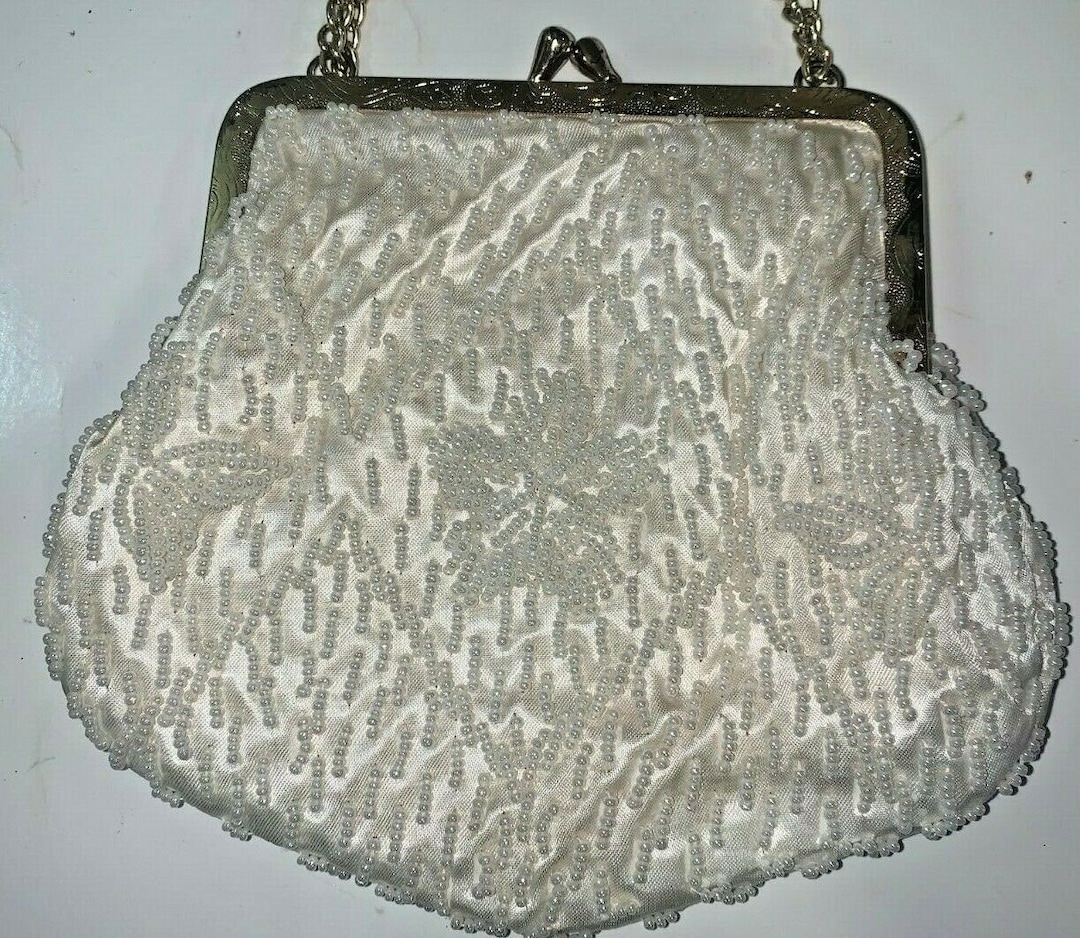 Vintage Richere Walborg Hong Kong White Beaded Hand Bag Purse - Etsy