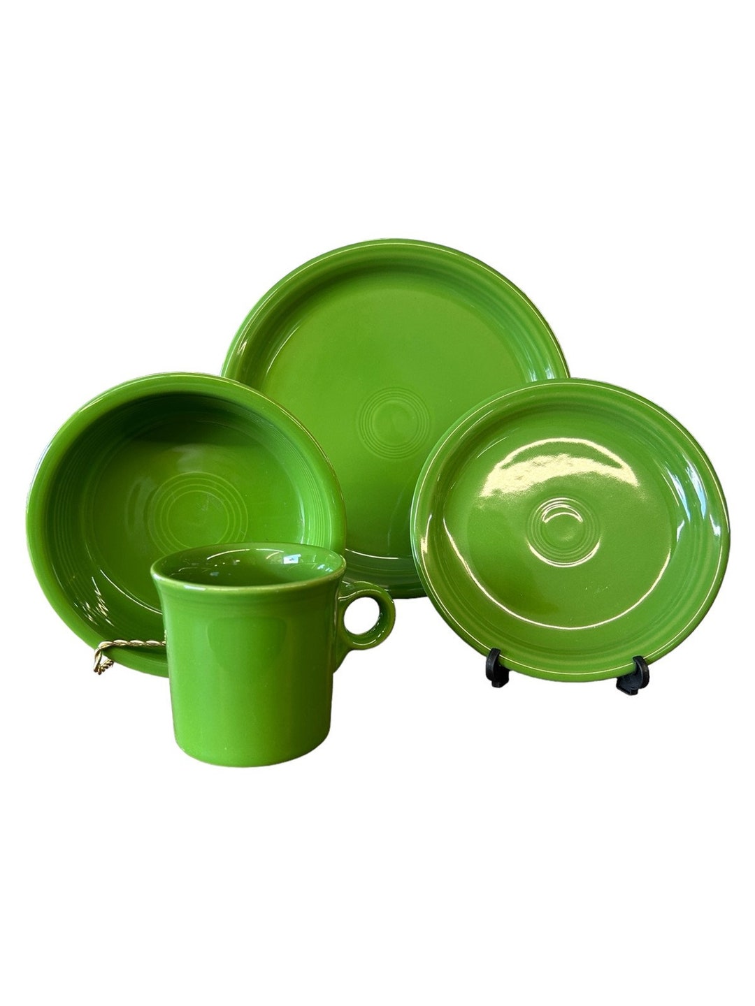 Fiesta Shamrock Green 4pc Place Setting Ceramic Dish Bowl Mug Homer ...