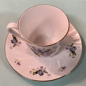 Ciera Fine China Vintage RARE Bluish Purple Rose Pattern Teacup and ...