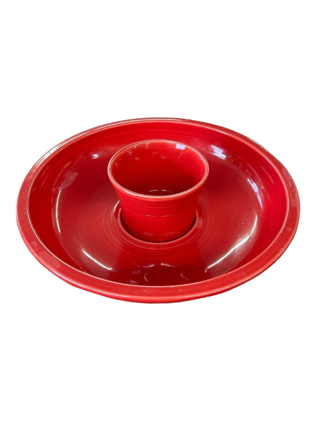 Fiesta - Scarlet Red Chip and Dip Bowl Homer Laughlin Ceramic Dish ...