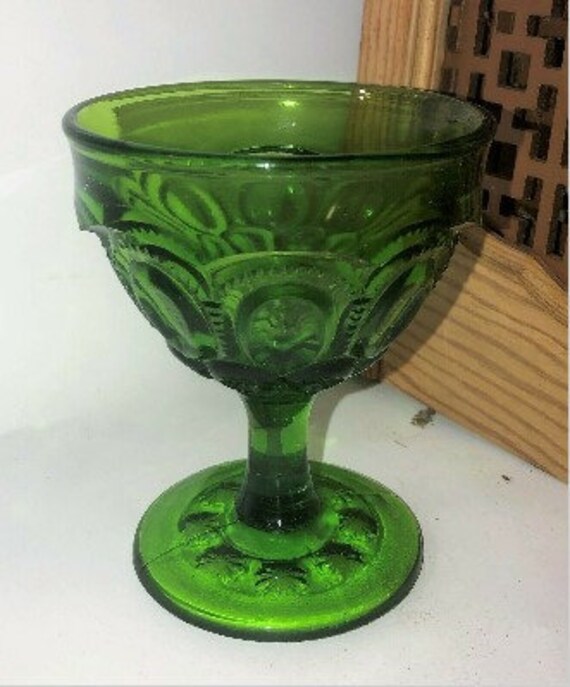 L.E Smith Moon and Stars Green Sherbet Glasses Set of 8 - Etsy