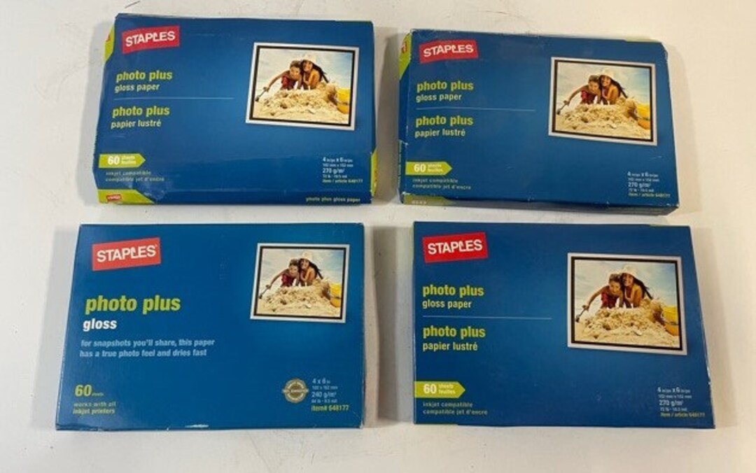 Staples Brand Photo Plus Gloss Paper Lot of Four Unopened Packages - Etsy