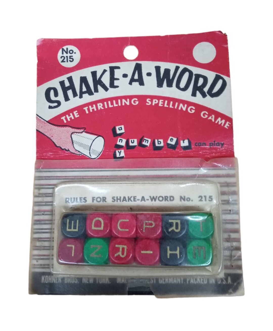Kohner Bros Shake A Word Spelling Game Vintage Collectible Dice Game ...