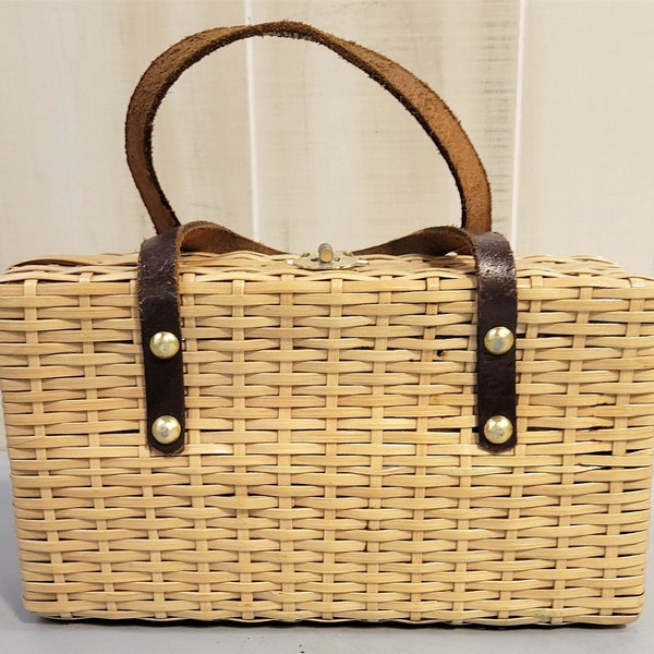 Leather Basket Weave Handbag - Etsy