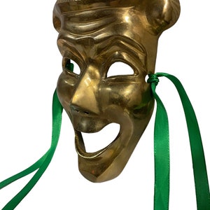 Brass Laughing Masquerade Mask Mime Mask Wall Decor Vintage - Etsy