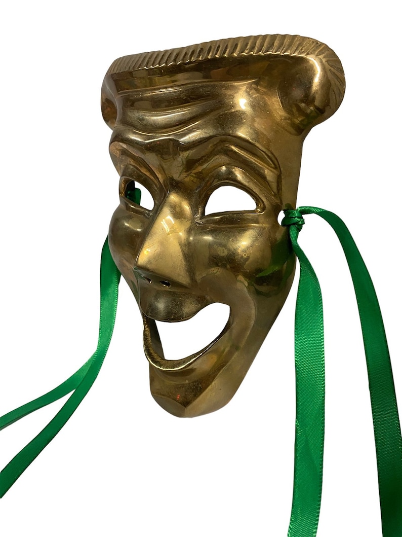Brass Laughing Masquerade Mask Mime Mask Wall Decor Vintage - Etsy
