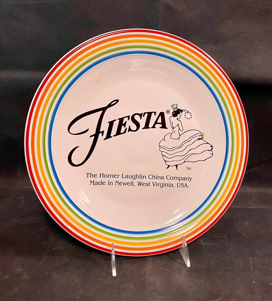 Rare Vintage Quatro Fiesta Rainbow Striped Display Top Plate - Etsy