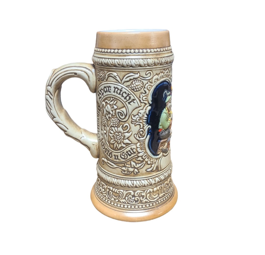 German Style Vintage Beer Stein Hand Painted Ceramic Large Mug ...