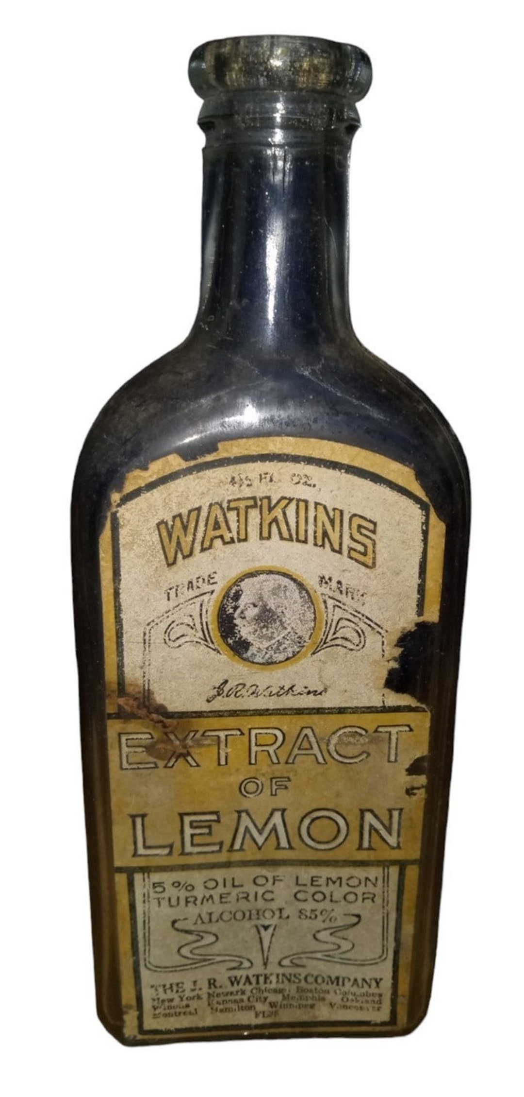 Watkins Extract of Lemon Glass Bottle Vintage Collectible Kitchenware ...