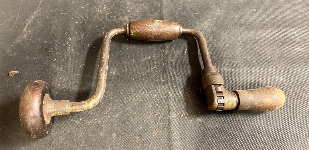 Antique Wooden and Metal Brace Hand Drill Woodworking Tool - Etsy