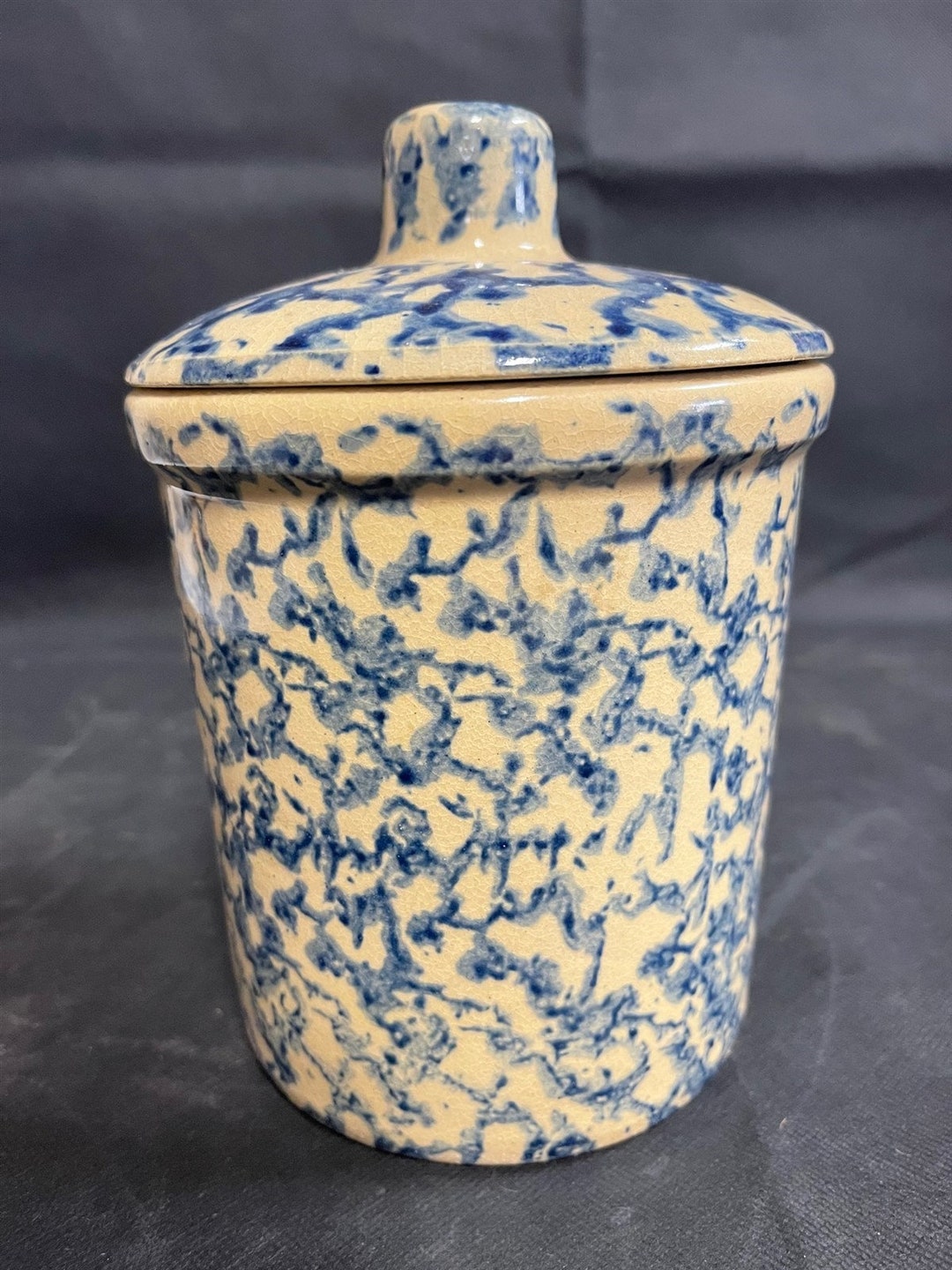 Vintage Robinson Ransbottom Roseville Pottery Lidded Spongeware 1 Qt ...