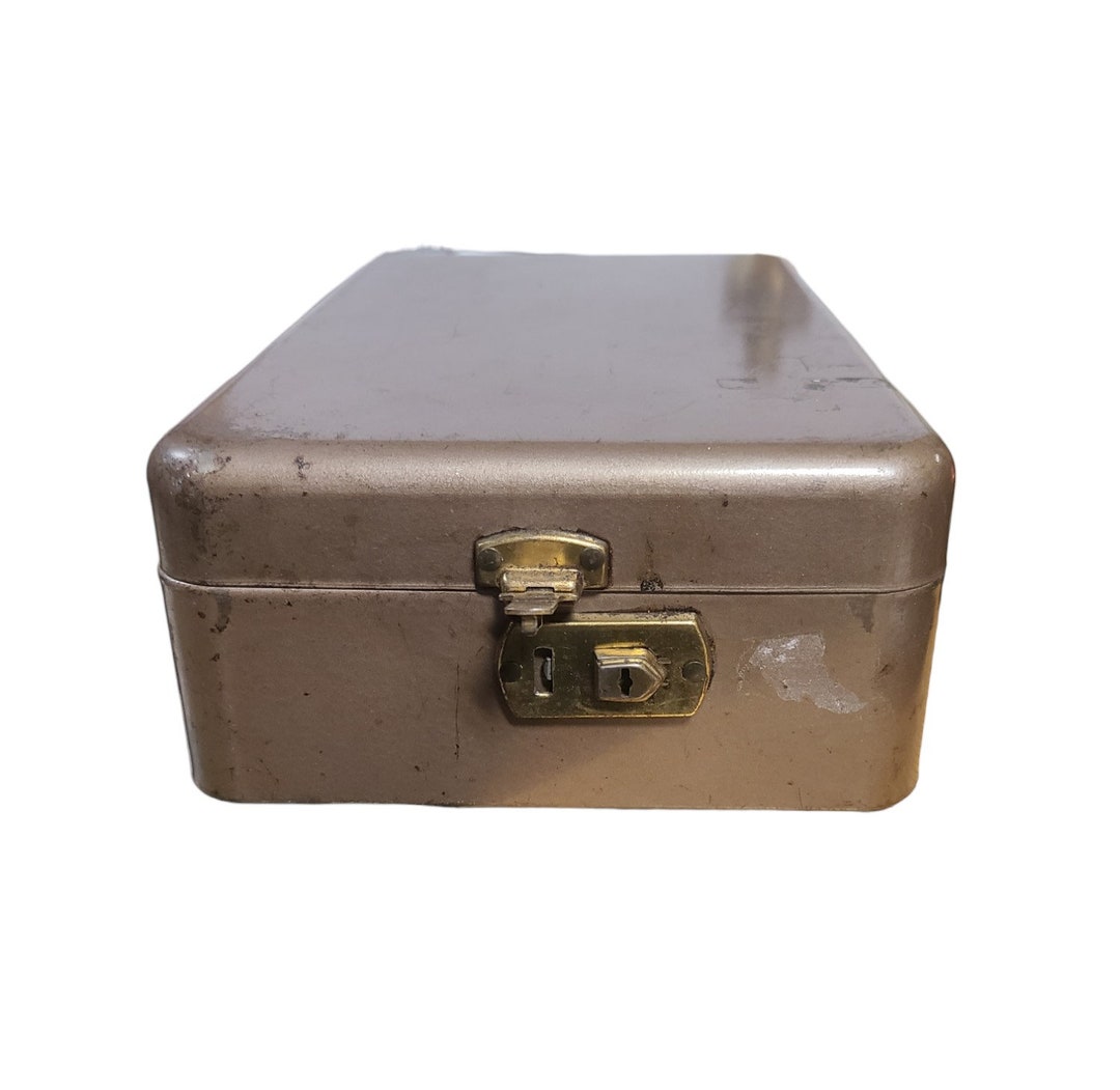 Vintage Metal Bank Box With Clasp and Lock Organization Safe Keeping ...