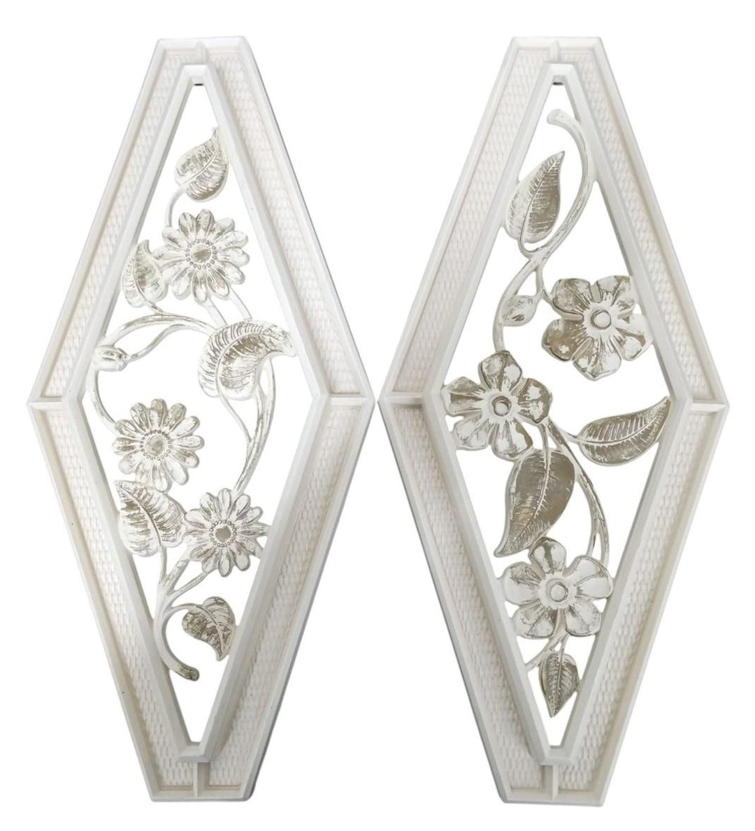 Syroco White Plastic Floral Wall Plaques Set of 2 Vintage Collectible ...