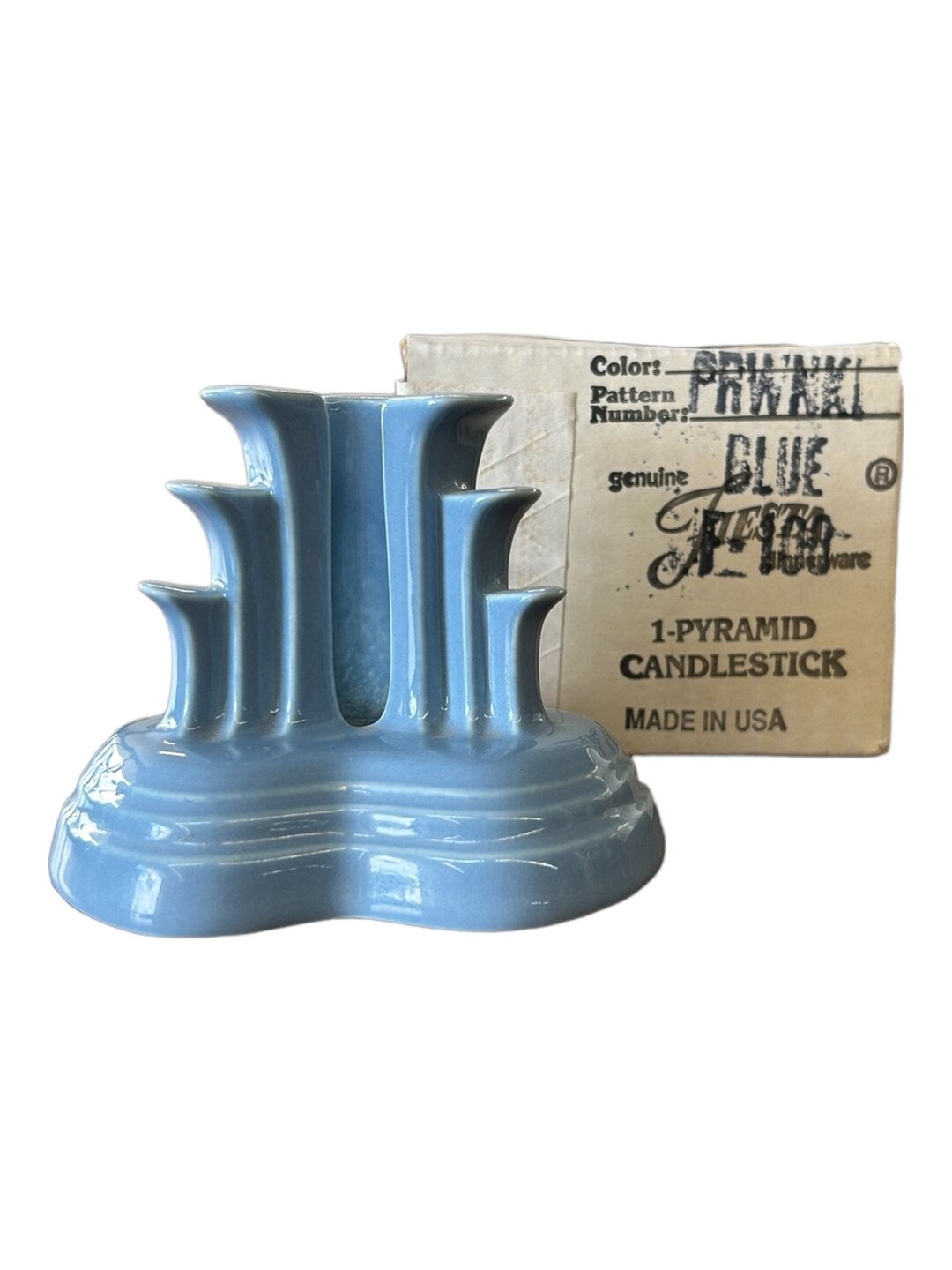 Fiesta - Periwinkle Blue Tripod Pyramid Candleholder With Box Homer ...