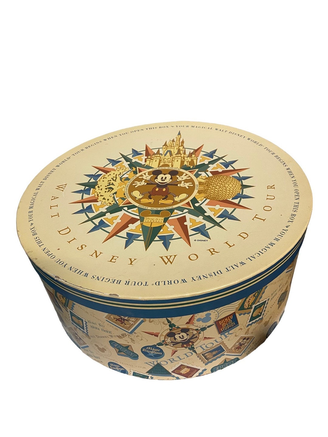 Disney World Tour Magic Kingdom Epcot Vintage Memorabilia Round Box ...