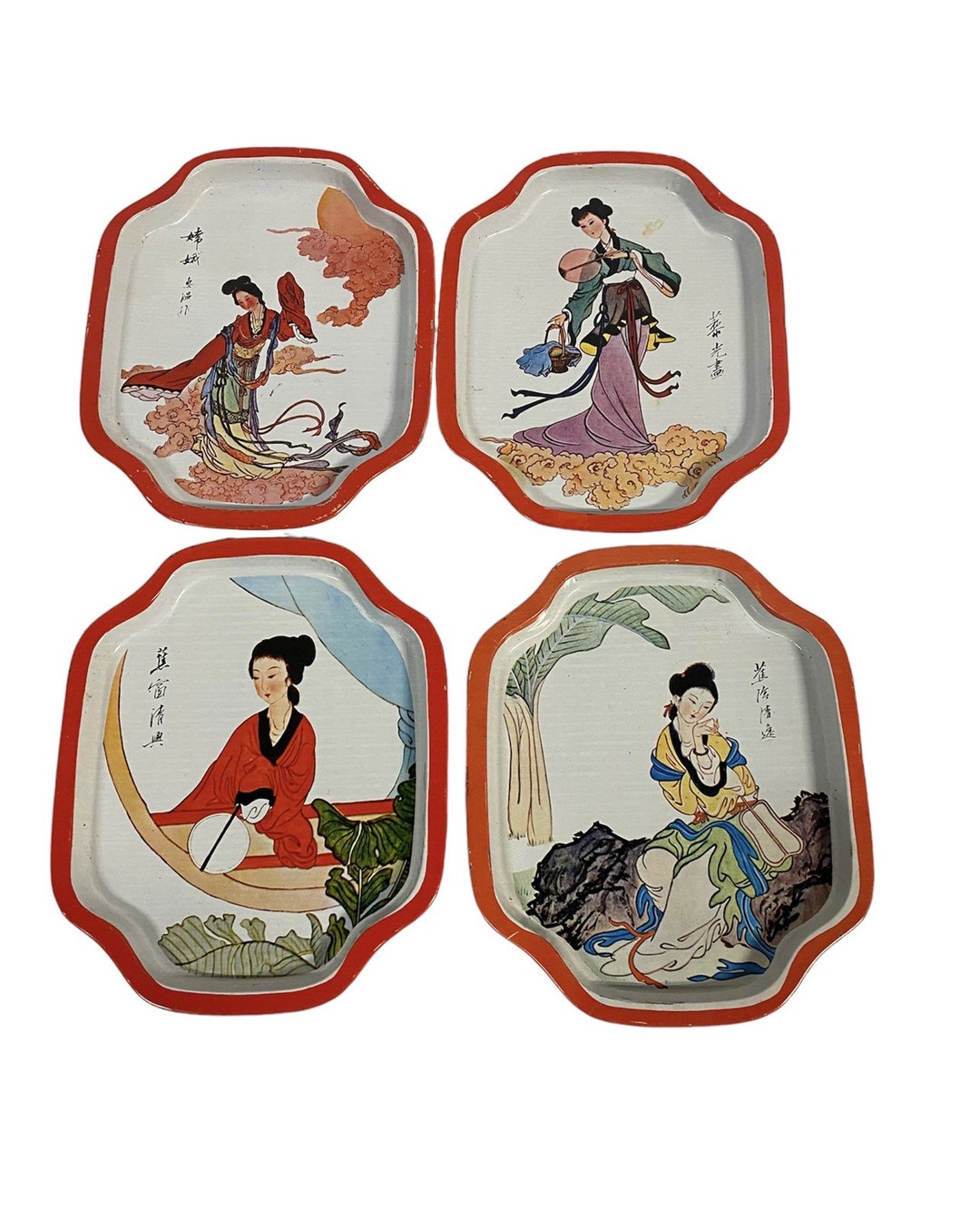 Action Industries Vintage Geisha Tin Trinket Trays - Etsy