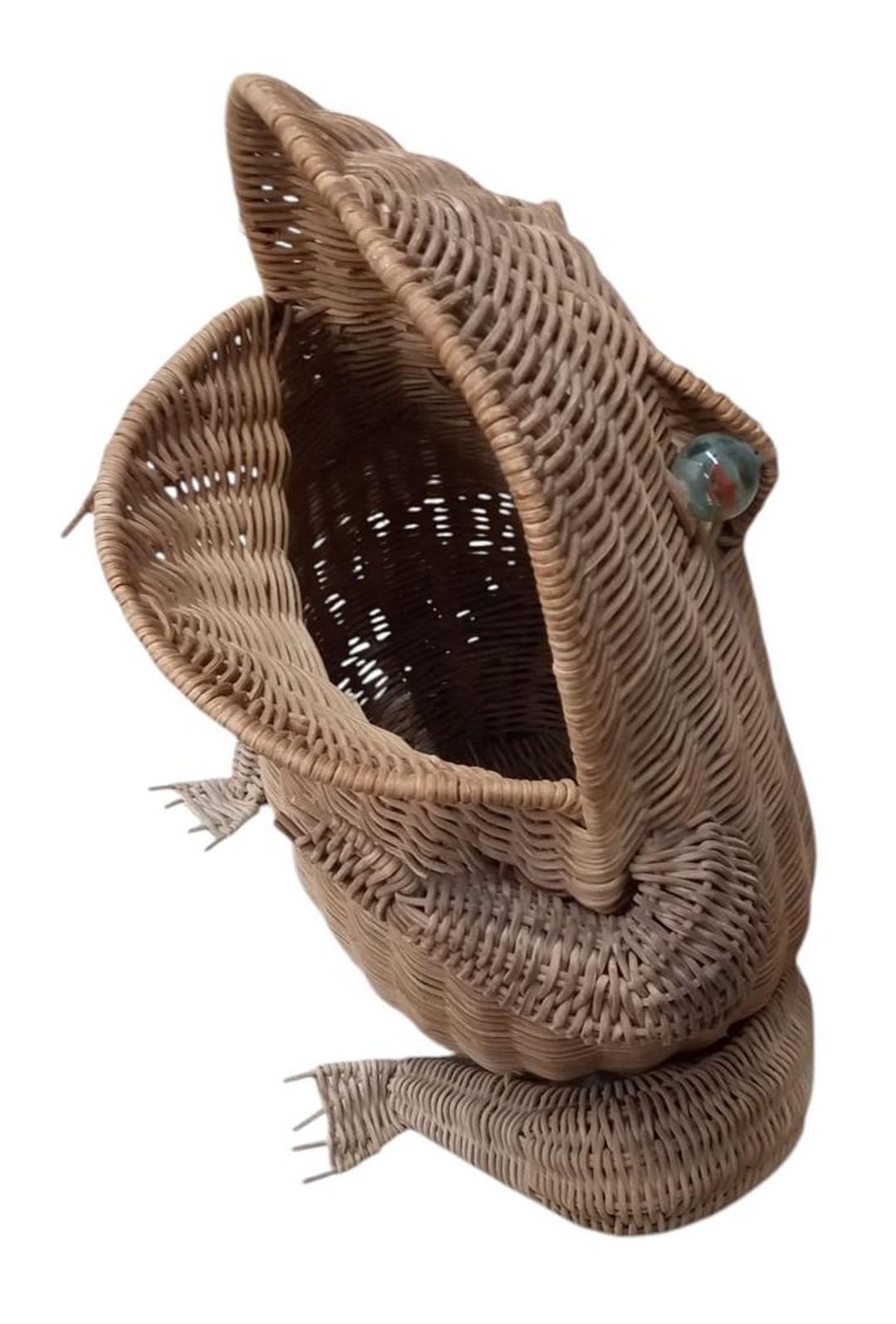 Wicker Frog With Marble Eyes Outdoor Home Garden Decor Decorative ...