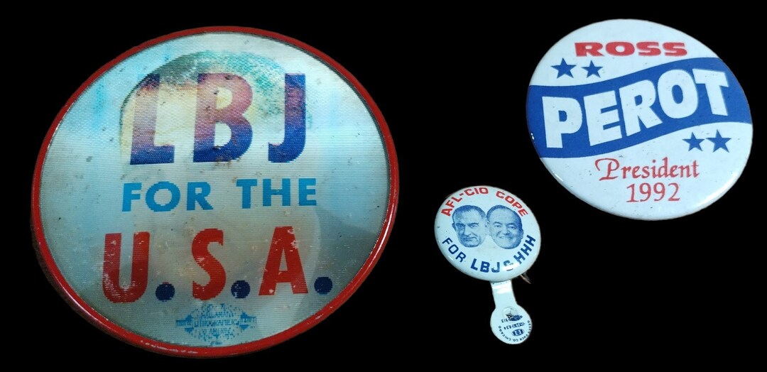 Vintage 1960s 1990s "lbj for Usa" and Ross/perot Lenticular Political ...