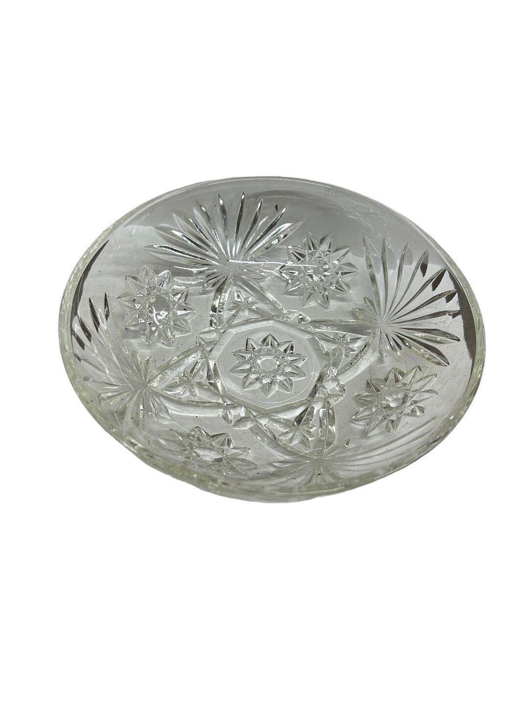 Anchor Hocking Clear Crystal Glass Star Pinwheel Fan Cut Glass Embossed ...