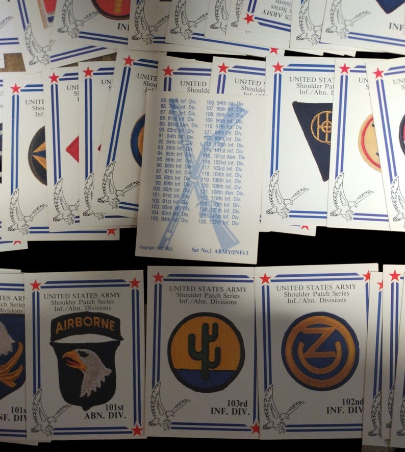 Vintage US Army Divisions Shoulder Patch Series Collectible Cards 126 ...