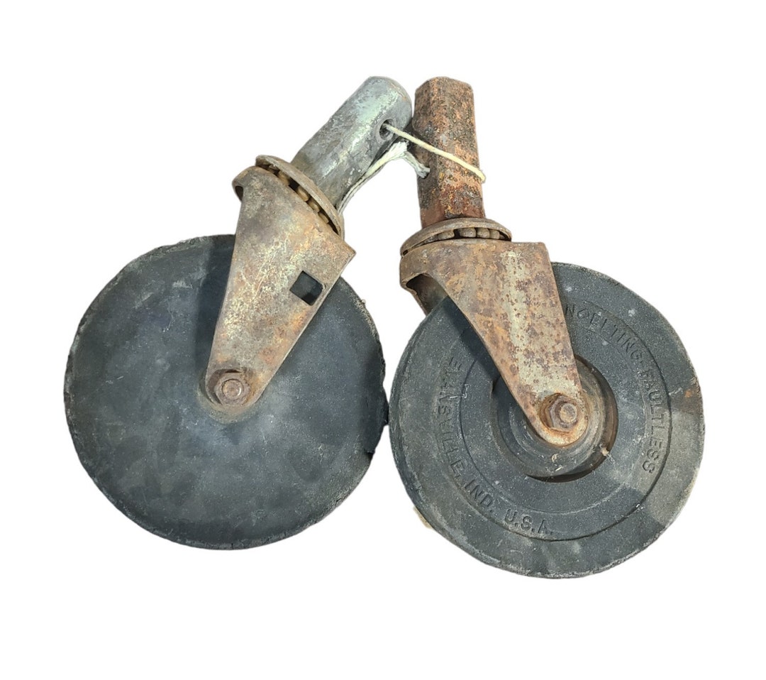 Vintage Set of Two Industrial Wheel Casters Noelting Faultless Rustic ...