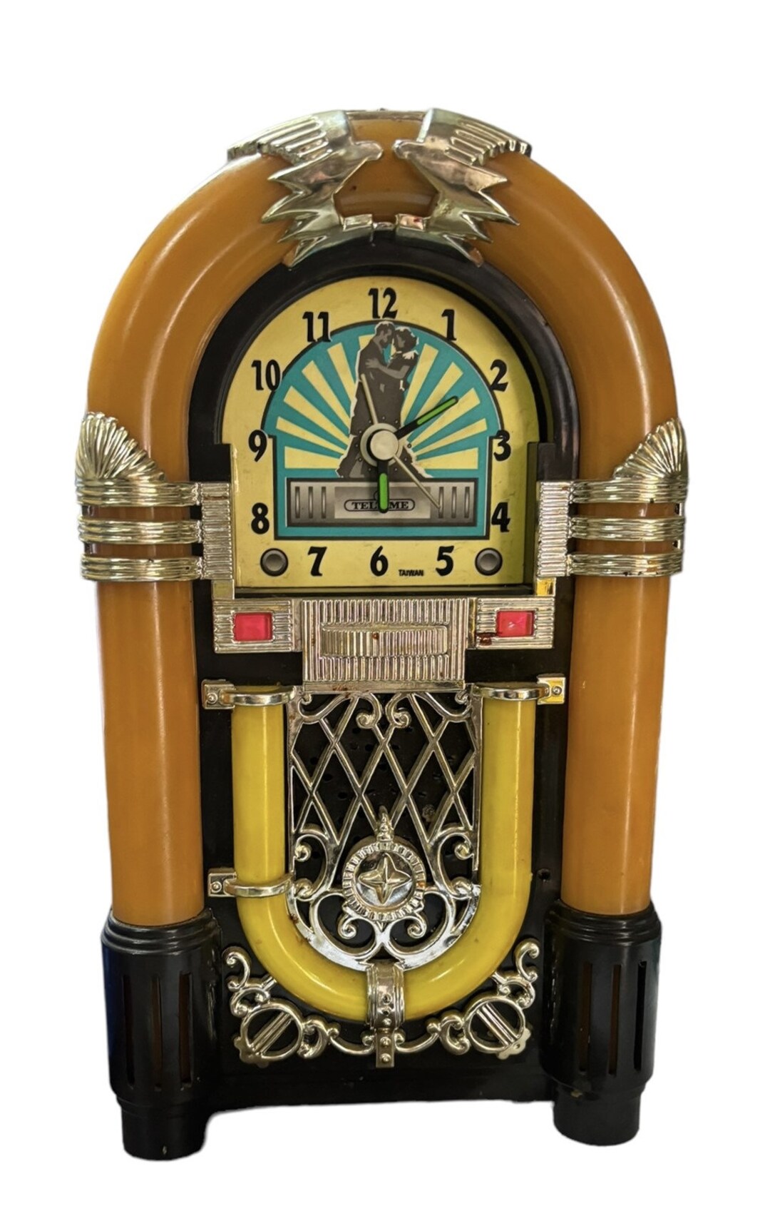 Jukebox Clock Teltime Battery Operated Light up Alarm Vintage Home ...
