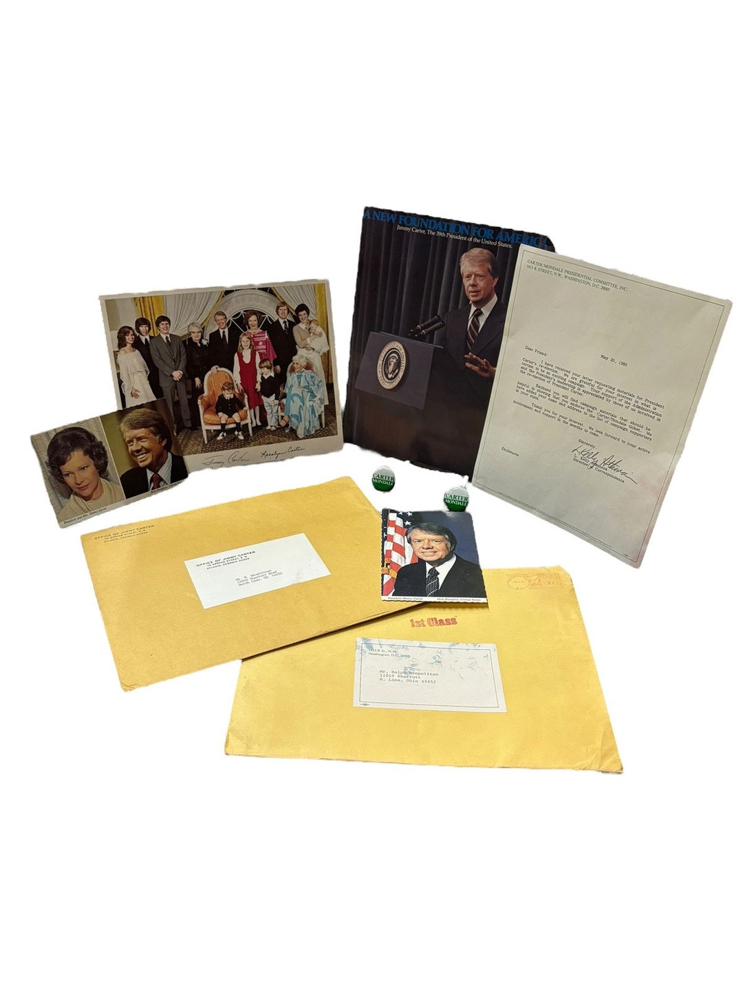 Jimmy Carter Lot Vintage US President Memorabilia Photos Campaign Pin 9 ...