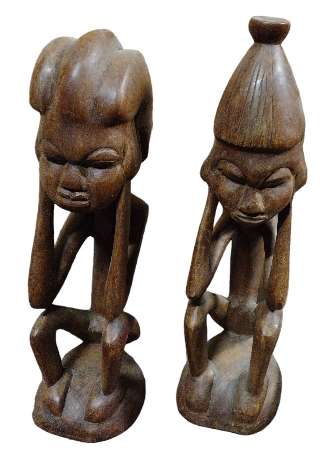 Antique Wooden Twin African "man and Woman" Handmade Carved Decoration ...