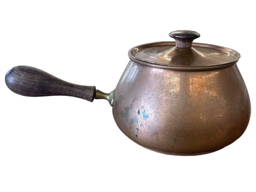 Copper Sauce Pot With Wooden Handle Made in Italy - Etsy