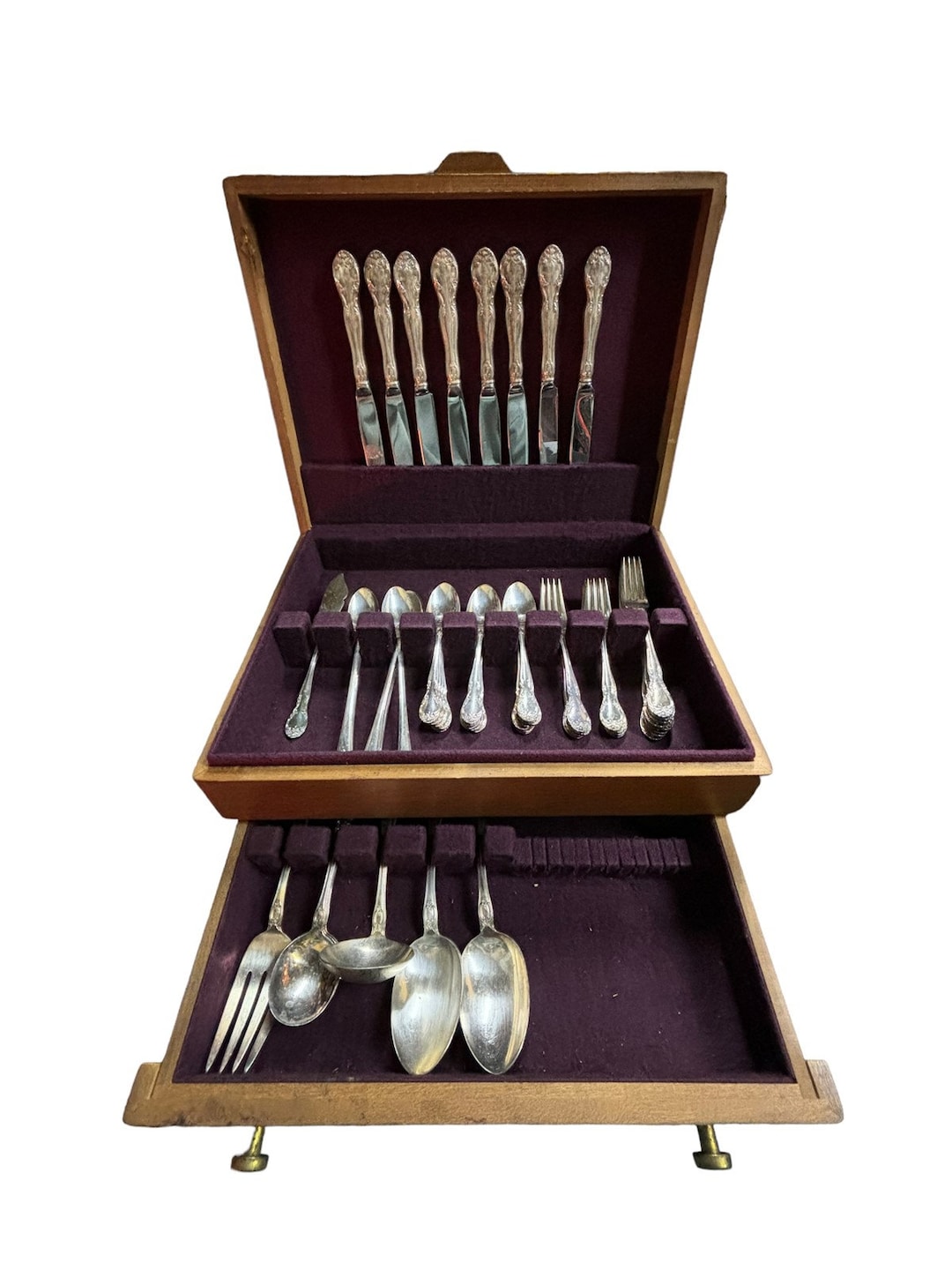 Flatware Gorham New Elegance Silverplate Cutlery Set 59 Pc Tiered Case Serving - Etsy