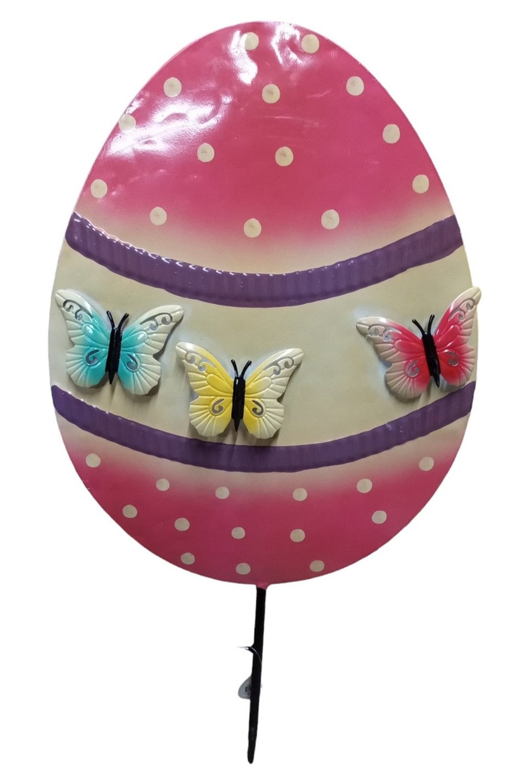 Handcrafted Pink Metal Easter Egg Yard Art Holiday Decorative Outdoor ...