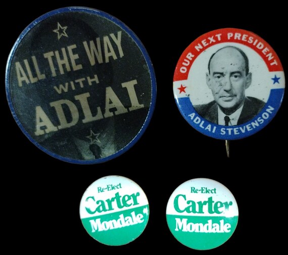 Vintage Political Campaign Pins 1970s Jimmy Carter Mo… - Gem