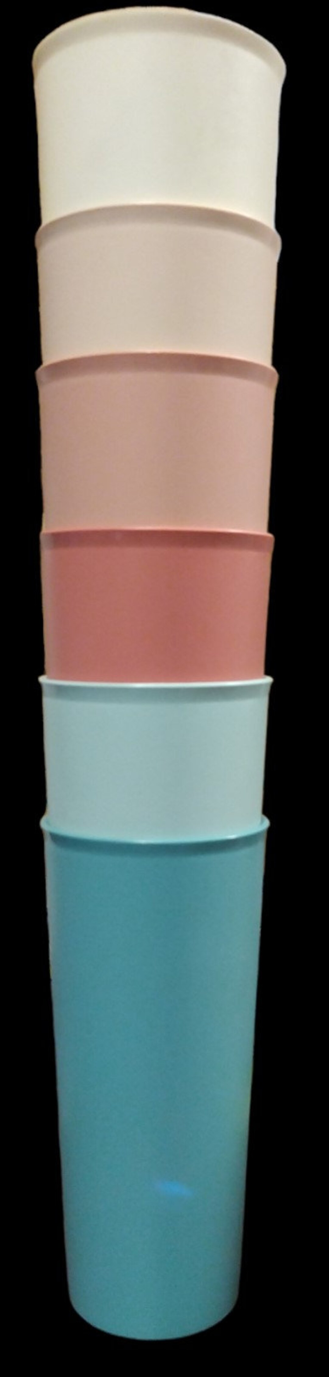 Set of 6 Pastel Solid Plastic Tupperware Tumbler Cups Drinkware Made in ...