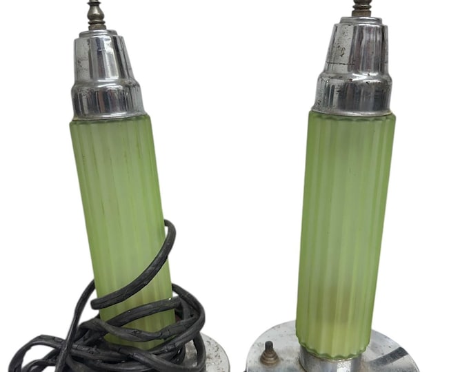 1925 Vintage Art Deco Frosted Green Glass Skyscraper Bullet Torpedo ...