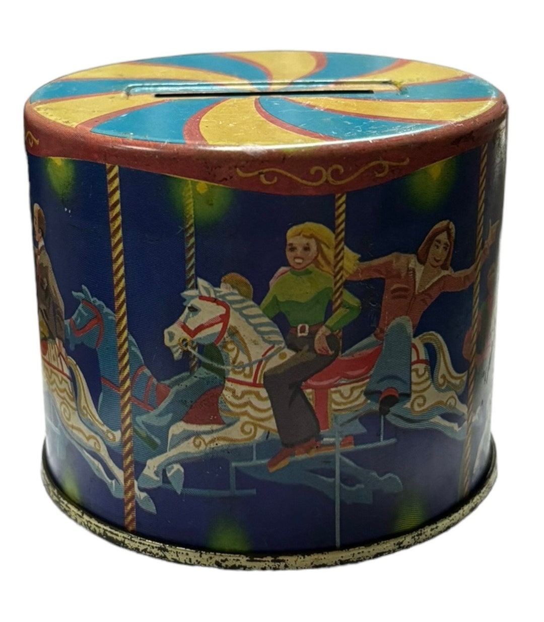 Tin Bank Merry Go Round Vintage Litho Can Carousel Design Carnival Home ...