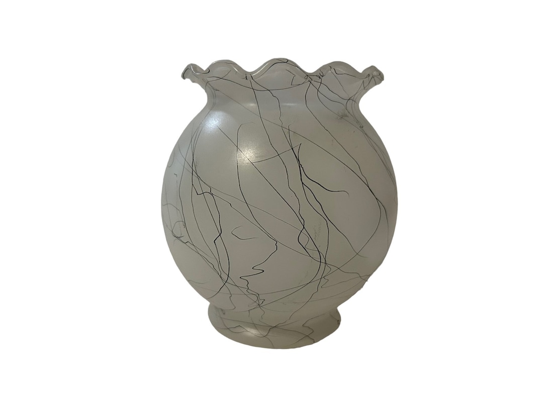 Vintage MCM 1940s-50s Frosted Black Spaghetti Dizzle Splatter Flower ...