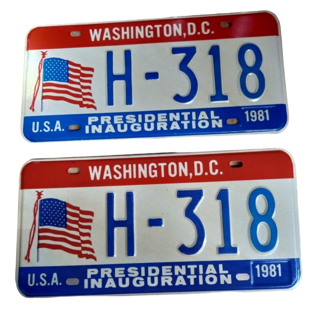 Washington DC License Plates 1981 Presidential Inauguration Vintage ...