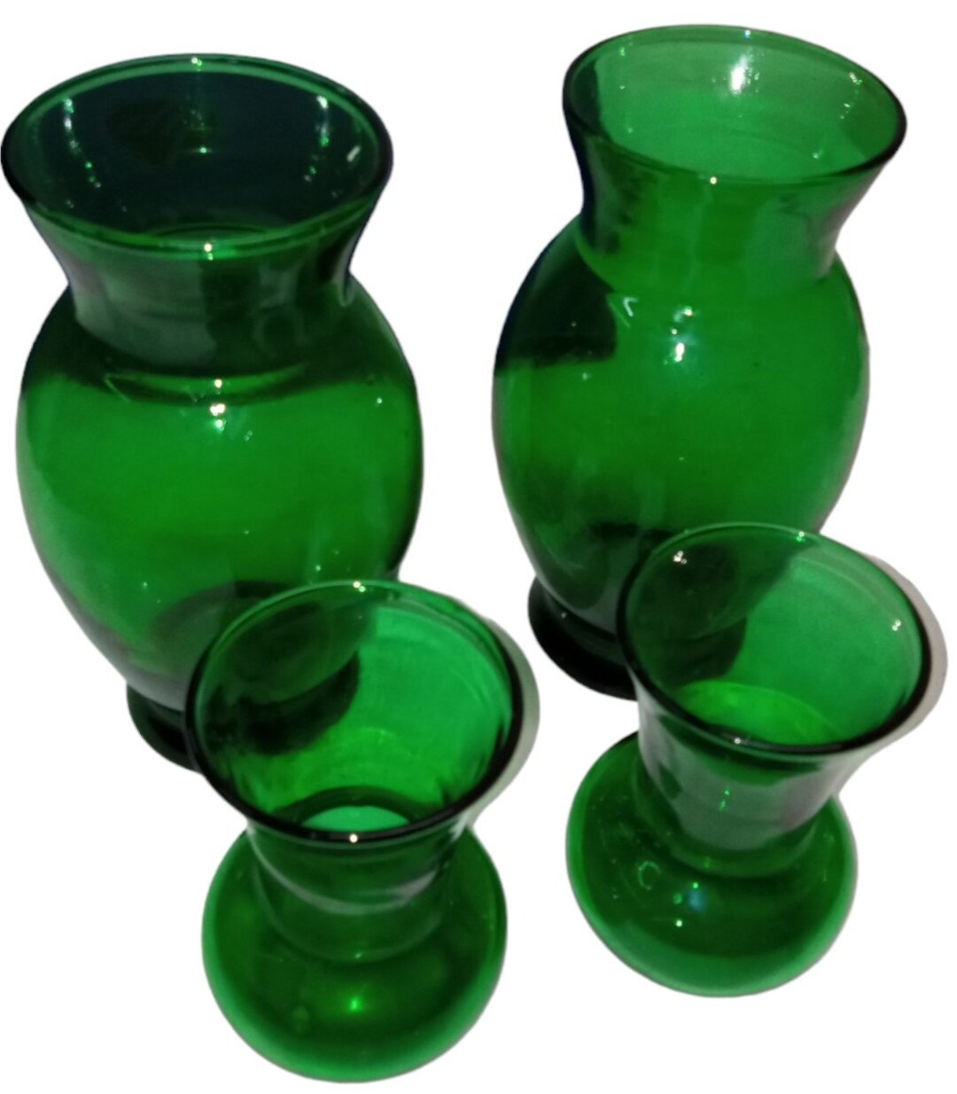 Emerald Green Glass Vases Antique Anchor Hocking Vintage Set of 4 - Etsy