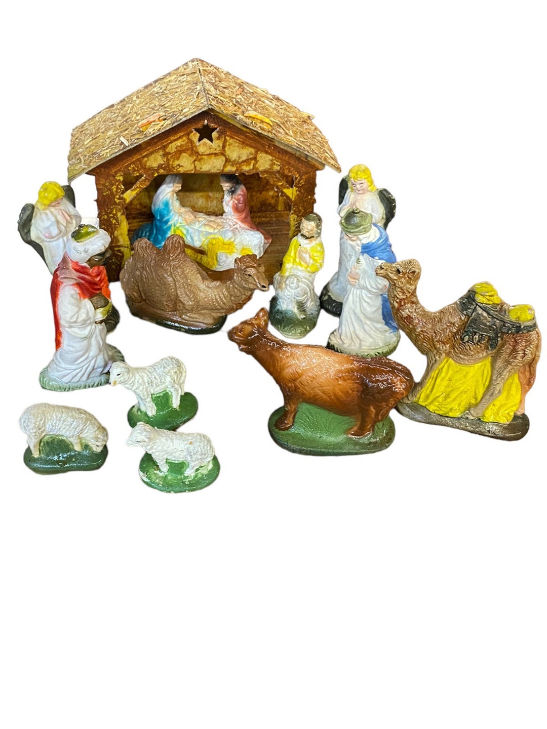 Creche Nativity Scene Baby Jesus Surronded by Virgin Mary and Joseph - Etsy