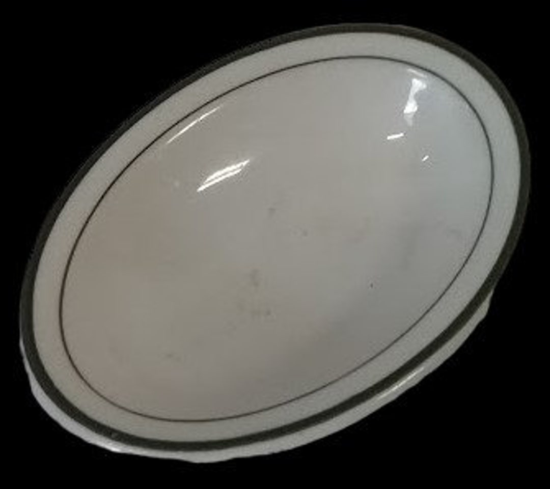 Antique Victoria China Vintage Small Oval Bowl With Green Rim - Etsy