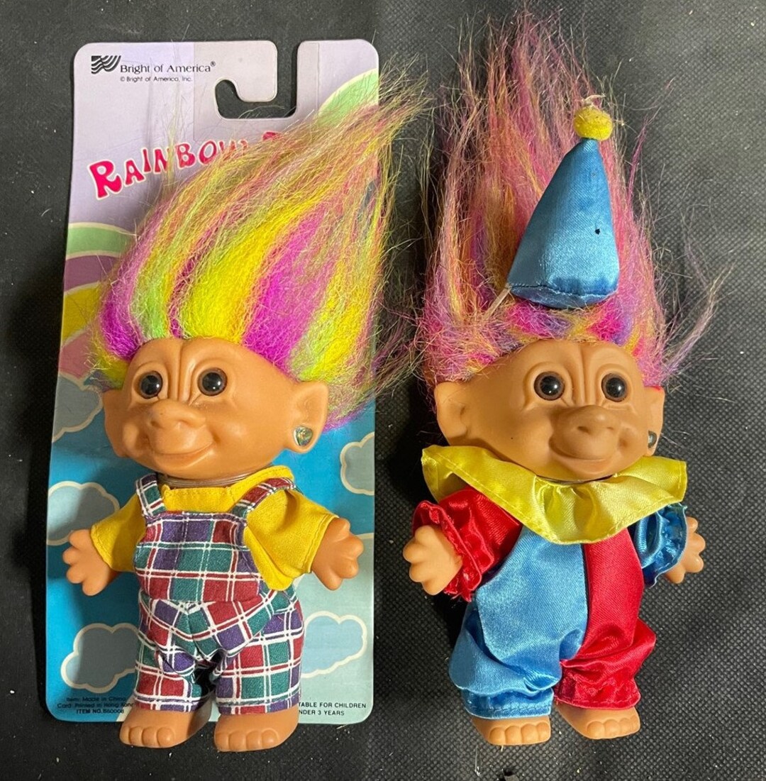 Vintage Bright of America Rainbow Troll Pair of Dolls - Etsy