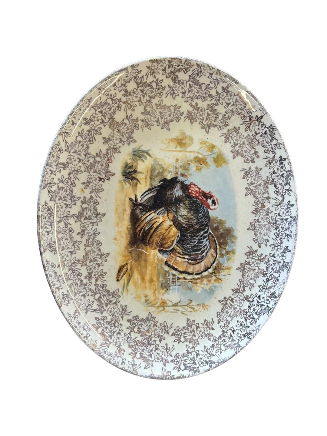 Royal China Turkey Serving Plate 22 Karat Plated Thanksgiving Decor - Etsy