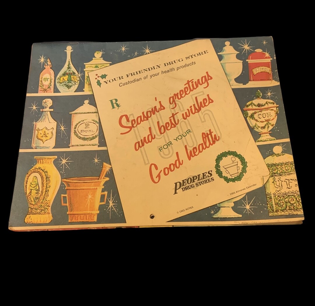 1965 Almanac Calendar Peoples Drugstore Season's Greetings Youngstown ...