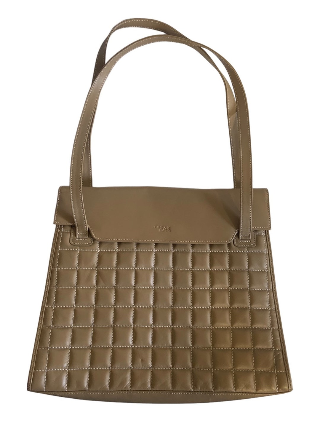 Vintage 80s the SAK Elliot Lucca Beige Square Tote Shoulder Bag Square ...