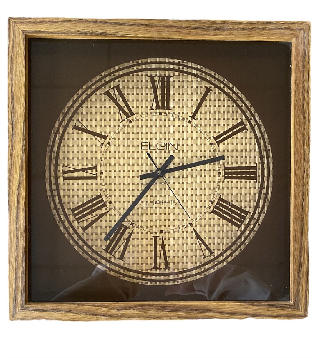 Elgin Quartz Wooden Grain Wall Clock, Rattan Wicker, Vintage - Etsy
