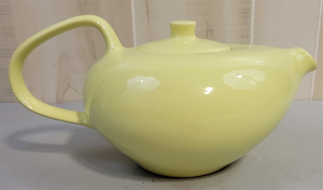 Vintage Mid Century MCM Russel Wright China Teapot Yellow Chartreuse ...