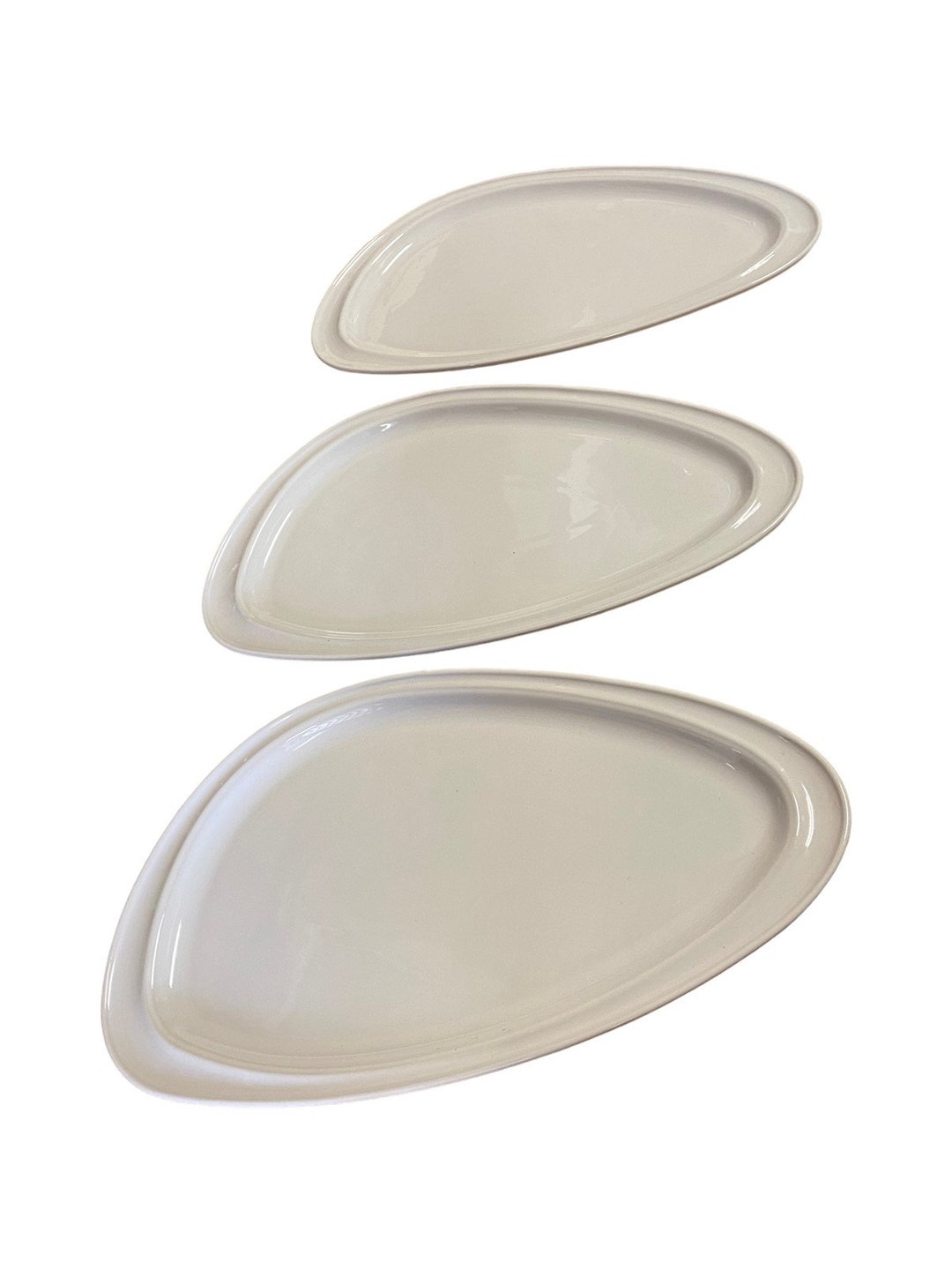 Hall Serving Platter Set of 3 Ceramic White Oval Shape Platters Like ...