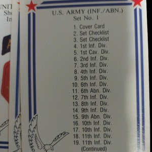 Vintage US Army Divisions Shoulder Patch Series Collectible Cards 126 ...