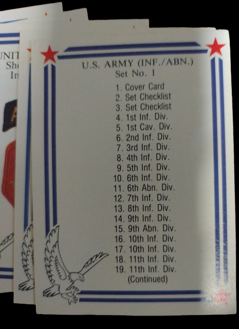 Vintage US Army Divisions Shoulder Patch Series Collectible Cards 126 ...